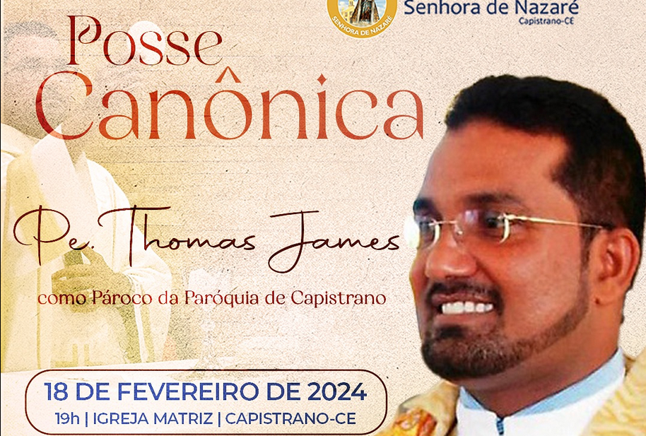 Padre Thomas James será empossado neste domingo (18), na Paróquia Nossa ...